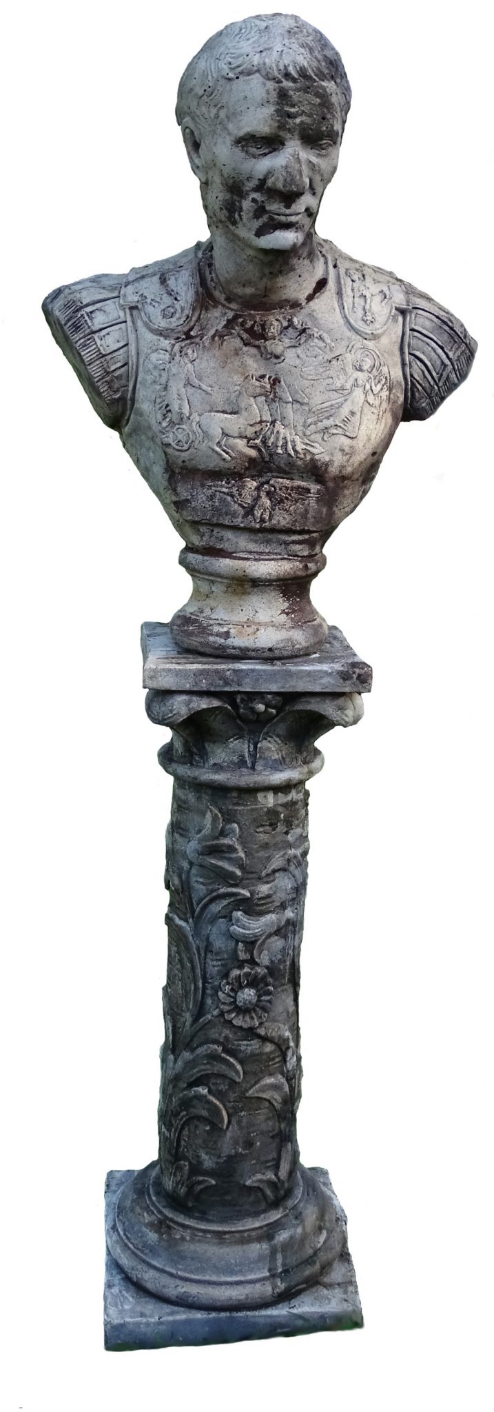 Cast Stone bust of Julius Caesar on STAND – Rue de France